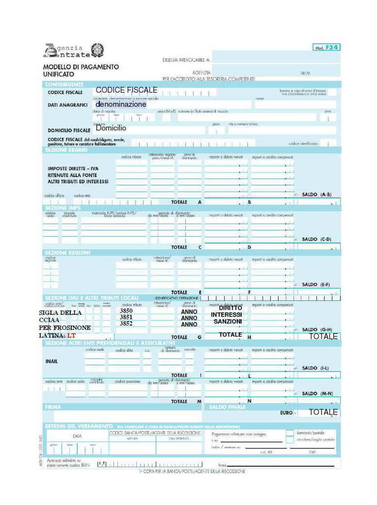 Modello F24 | Camera di Commercio di Frosinone - Latina